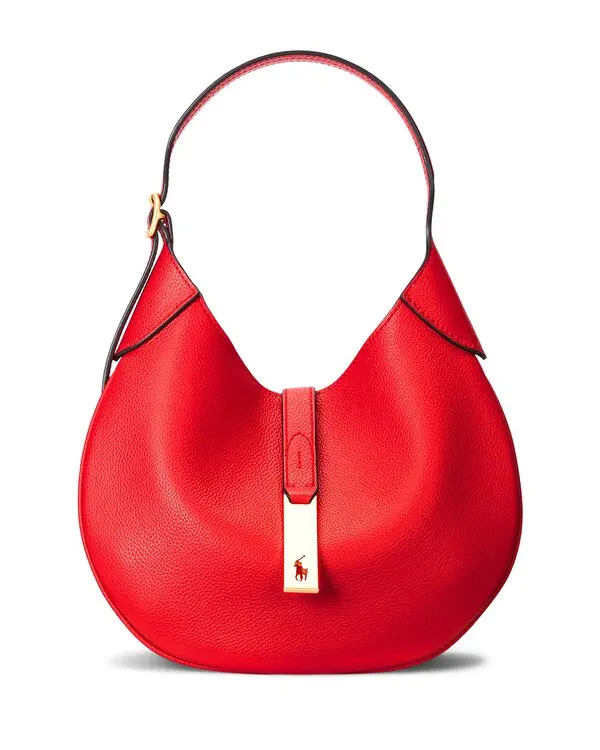 Ralph Lauren Polo Id Leather Shoulder Bag - Ruby Red | Editorialist